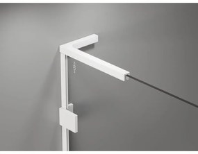 Mexen Lunar, L pravý výklopný pětiúhelníkový sprchový kout 80 x 100 cm, 8mm čiré sklo, bílý profil, 831L-080P-100L-20-00-P
