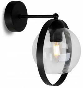 Nástěnná lampa s jedním kulatým stínidlem z čirého skla