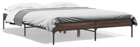 Rám postele hnědý dub 150 x 200 cm kompozitní dřevo a kov