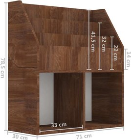 Dětský regál na časopisy hnědý dub 71 x 30 x 78,5 cm kompozit 339528