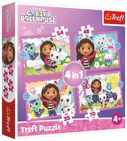Trefl Puzzle 4v1 Gabbyina dobrodružství/Gabby´s Dollhouse 28,5x20,5cm v krabici 28x28x6cm
