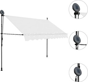 Ručně zatahovací markýza s LED světlem 250 cm krémová 145872