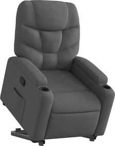 Zvedací polohovací křeslo tmavě šedé textil 3204597