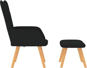 Relaxační křeslo se stoličkou černé textil 327540