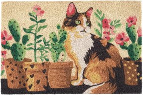 Rohožka z kokosového vlákna KOČKA A KAKTUSY 40 x 60 cm