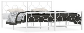 Kovový rám postele s hlavovým a nožním čelem bílý 180 x 200 cm,  376297