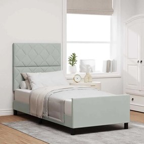 Postel s boxspringem s čelo Světle šedá 90 x 190 cm samet 3344975