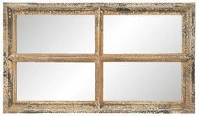 Nástěnné zrcadlo v designu okna s patinou Lourens – 36x3x62 cm