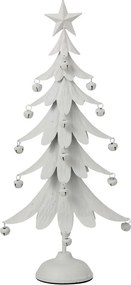 Bílý antik kovový stromek s rolničkami Christmas Tree L – 25*11*56 cm