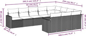 10dílná zahradní sedací souprava podušky světle šedá polyratan 3251829