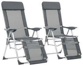 Skládací kempingové židle s podnožkami 2 ks šedé textilen,  360145 HangarStore.cz