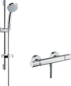 Hansgrohe Croma 100, Vario sprchová souprava na zeď s termostatem Ecostat Comfort a sprchovou tyčí 65 cm, chromová, HAN-27034000