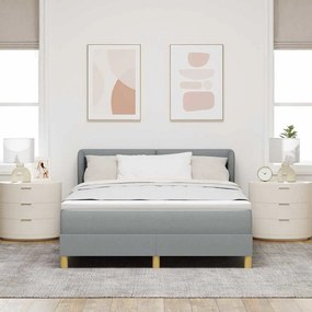 Postel s boxspringem s čelo Světle šedá 140 x 200 cm textil 3340213