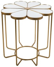 Zlatý kovový odkládací stolek Flower s deskou ve tvaru květu – 62x61 cm