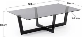 Černý konferenční stolek se skleněnou deskou 70x120 cm Plam – Kave Home
