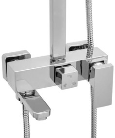 Erga Cube, sprchová souprava s pákovou baterií, vanovou výlevkou a dešťovou hlavicí 30x30cm, chromová, ERG-YKA-BP.CUBE-30-CHR