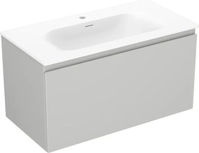 Mexen Orio, koupelnová skříňka 90 cm s umyvadlem Vela, 1 zásuvka, šedá matná/bílá matná, 91A10-09047-1-BF62-W23M01
