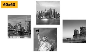 Set obrazů New York v černobílém provedení - 4x 60x60 cm