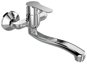 Mereo Mereo, Dřezová nástěnná baterie, Zuna s ramínkem plochým vyhnutým 210 mm, chrom, CB301AZ