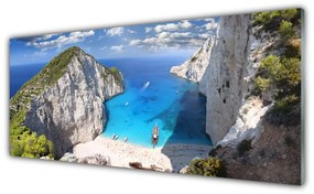 akrylový obraz Záliv Hora Pláž Krajina 125x50 cm