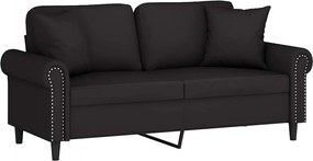 2místná pohovka s polštáři černá 140 cm samet 3200950
