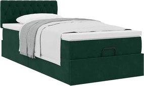 Osmanský rám postele s matrací tmavě zelené 100x200cm samet 3311828