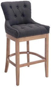 Barová židle Buckingham látka, dřevěné nohy světlá antik - Tmavě šedá