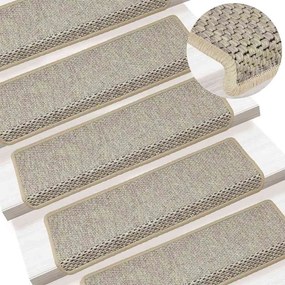 Samolepící nášlapy na schody vzhled sisal 15ks 65x21x4cm zelené 326887