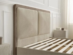 Béžová/taupe čalouněná čalouněná dvoulůžková postel s roštem 140x190 cm Mara – Bobochic Paris