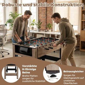 Costway 2 v 1 Otočný hrací stůl 124 cm Souprava stolního fotbalu a kulečníku