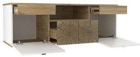 TV komoda FIJI, bílý lesk - dub sanremo, bílý lesk