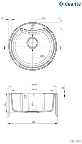 Deante Dřez Solis granit - ZRS S803 šedý metalic