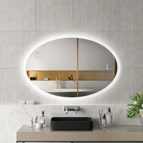 Erga Paola, oválné LED zrcadlo 80x120cm, 2990 lm, 3 barvy světla, přední a zadní osvětlení, ERG-V01-302-1280-00