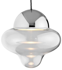 Závěsné LED svítidlo Nutty XL, čiré / chromové, Ø 30 cm, sklo