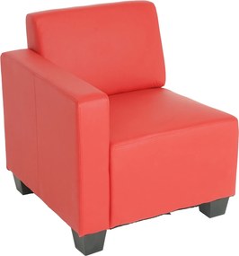 Modulární levý boční panel, křeslo s područkou Lyon, imitace kůže ~ červená