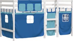vidaXL Dětská patrová postel se závěsy 80 x 200 cm borovice [3283812] Barva: Modrá