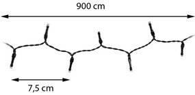 Vánoční světélka 9 m/120 led vícebarevná, 8 režimů svícení, paměťová funkce