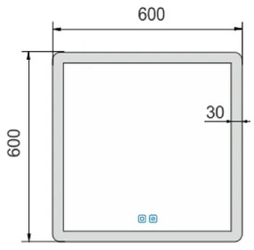 Zrcadlo do koupelny 60x60 čtvercové s osvětlením, dva dotykové spínače NIMCO ZP 19066VX