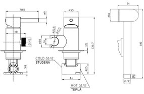 Aqualine - Bidetová baterie se sprškou pro podomítkovou instalaci matná černá
