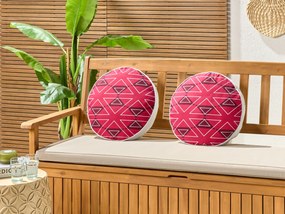 Sada 2 zahradních polštářů s geometrickým vzorem ⌀ 40 cm růžové MEZZANO Beliani