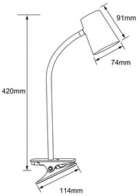 LED stolní lampa Adda se svorkou bílá 3 stupně dim