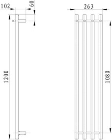 Sapho Sapho, PAPINADO elektrický sušák ručníků, 263x1200mm, 85W, černá mat, ER350