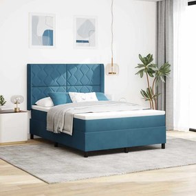 Postel s boxspringem s čelo Modrá 160 x 200 cm samet 3342072