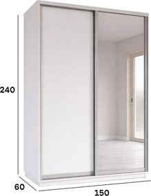 Skříně s posuvnými dveřmi 1500x2400x600 1LTD 1 Zrcadlo Nymphea Alba, profil stříbrný