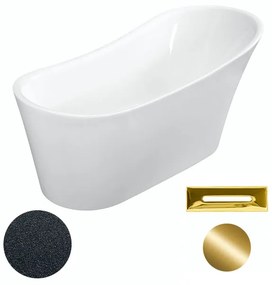 Besco Akrylátová volně stojící vana Calima Glam G 170x74 Barva: Bílá/grafit, Rozměry (cm): 170x74, Typ a barva výpustě: Click-Clack s přepadem, zlatá