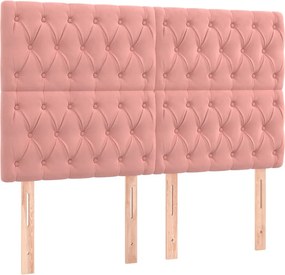 Box spring postel s matrací a LED růžová 140x190 cm samet 3136304