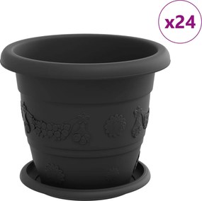 Květináče 24 ks Černá Ø 22 x 18 cm Plast 3403285