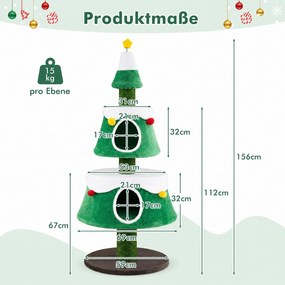 Costway Vánoční stromeček škrabadlo pro kočky 156 cm s jutovými škrabadly