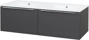Mereo Mereo, Mailo, koupelnová skříňka s keramickým umyvadlem 121 cm, bílá, dub, antracit, CN538
