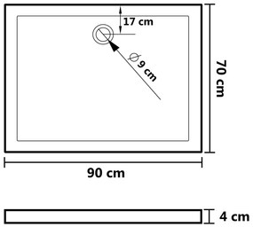 Sprchová vanička - ABS - 70x90 cm | bílá